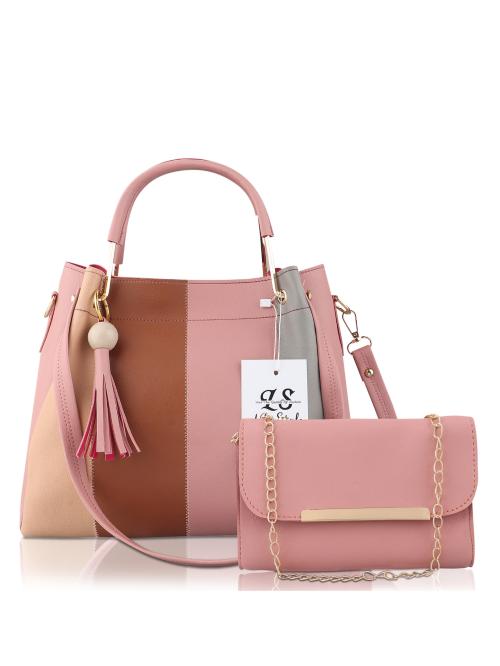 Buy LIVE FASHION Colour Blocked Pink Women Handbag - Regular Size (Pack ...