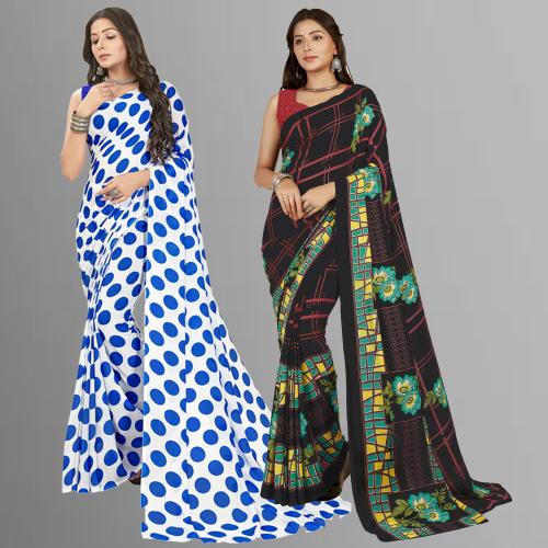 Buy Anand Women Multicolor7 Self Design Pattern Georgette Pack of 2 ...