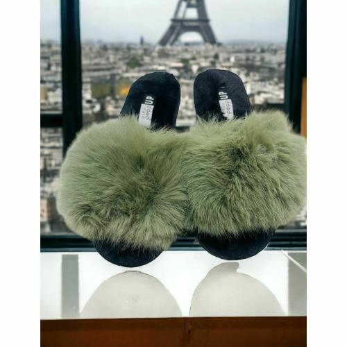 Buy FOOTLOOK Snuggle in Style: Plush Warm Fur Flip-Flops for Cozy ...