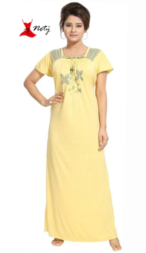 Buy Noty Women's- Nighty/Maxi/Gown- Knitted Hosiery Cotton Fabric ...