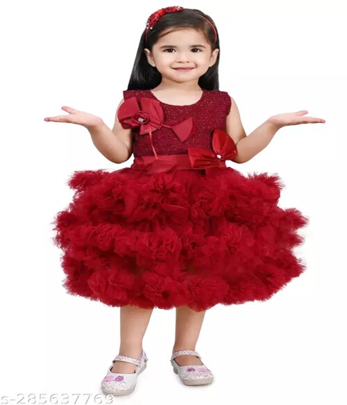 Buy SKM EMPIRE Trending maroon frock for girls-Size-4-5Y-Maroon Online ...
