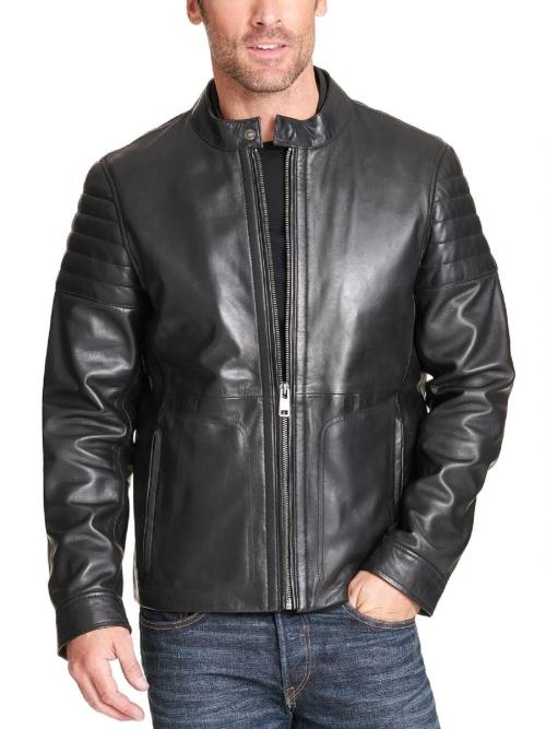 Buy PRIME LEATHER STUDIO Men's Black Hand made Genuine lambskin leather ...