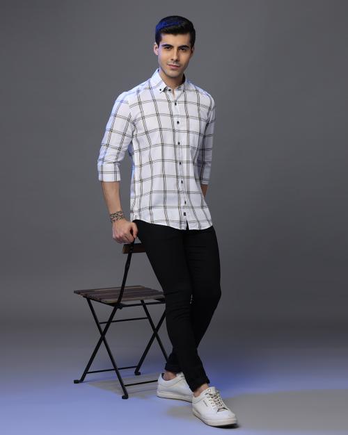 Buy FOGA CLOTHING--Mens Twill Checked Casual Shirt Online at Best ...