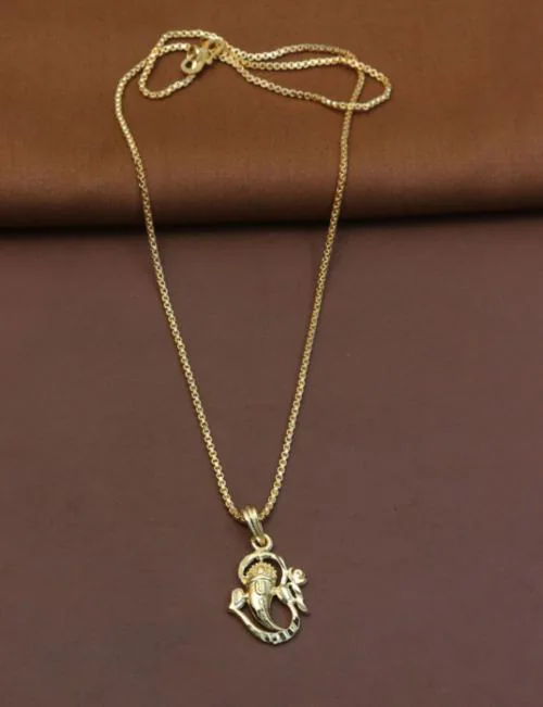 Buy Om Ganesh Ji pandal Locket with Chain for mens and boys Gold-plated ...