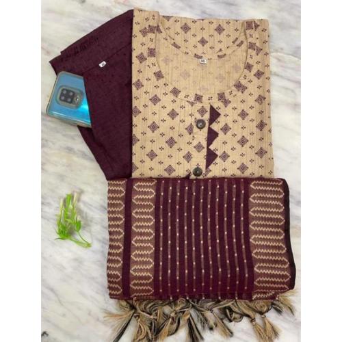 Buy FAIEZ FABRICS Women's Cotton Blend Straight Printed Kurta Set With Dupatta Online at Best ...