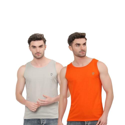 Buy CLOTHINK HUB Light Grey, Orange Solid Poly Blend Standard Length ...