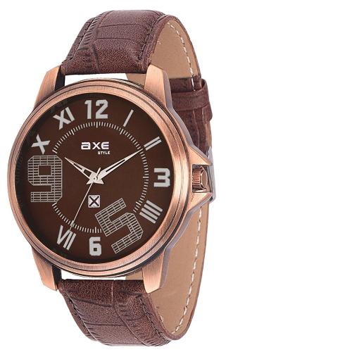 Buy Axe Style Analog Black Dial Brown Strap Wrist Watch for Men ...
