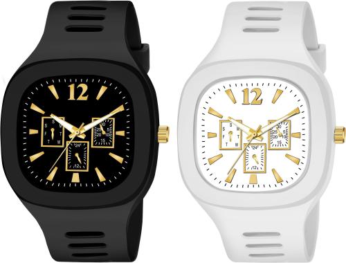 Buy Blue Pearl Analog Black, White Dial Black Strap Square Watch For ...