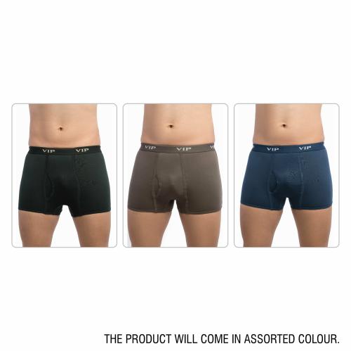 Buy VIP Men's Assorted Punch Plain Cotton Pack of 3 Trunk Online at ...