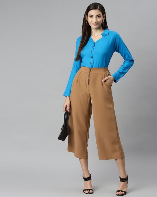 Buy Aarika Women's Firozi Color Solid Shirt Online at Best Prices in ...