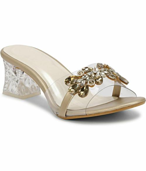 Buy COMMANDER Gold Block Heels for Women Online at Best Prices in India ...
