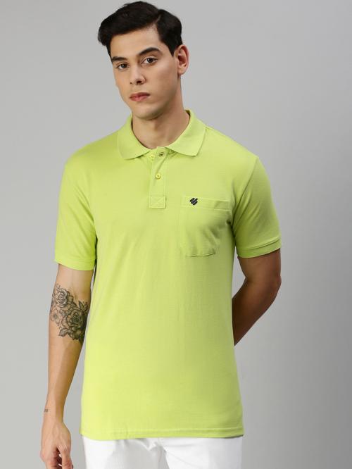 Buy ONN Men's Fluorescent Green Solid Cotton Polo T-shirt Online at ...