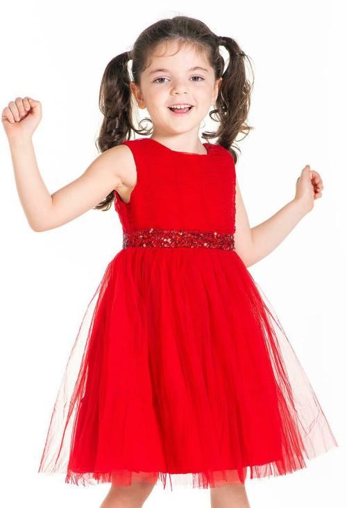 Buy Cherry Crumble by Nitt Hyman Girls Red Embellished Polyester Dress ...