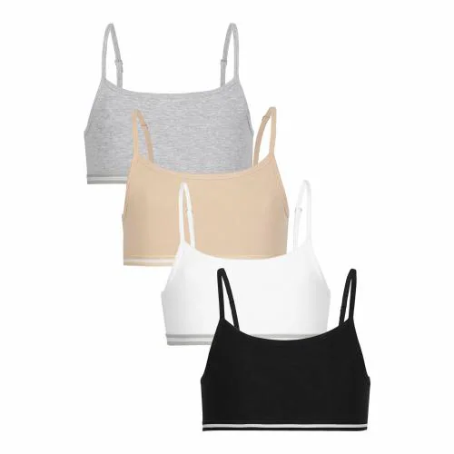Buy CHARM N CHERISH 4 Pack Pure Cotton Sports Bras for Girls, Non ...
