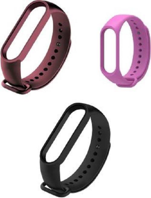 Buy Askovid Black, Purple And Red Replacement Smart Band Strap Pack of ...