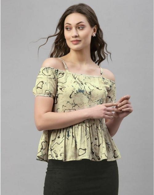 Buy Mevika Beige Off Shoulder Gather Top Online at Best Prices in India - JioMart.