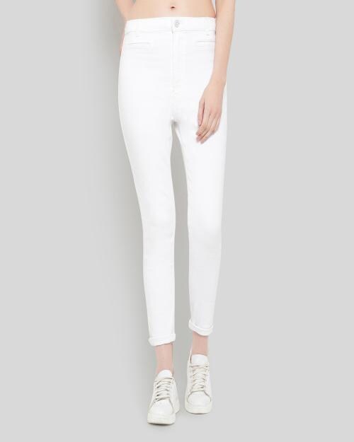 Buy Guti Womens Mid Rise Ankle Length Off White Skinny Jeans Online at ...