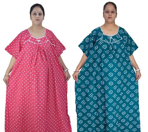 Buy Bindass Female Collection Women's Printed Cotton Nighty Plus Size ...