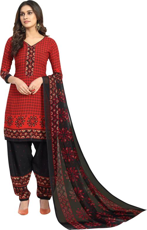 Buy GEE NEXT CREATION BELIEVING IN NEXT Women Red Printed Crepe Single Unstitched Dress Material ...