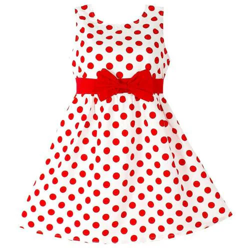 Buy Naz Mannat Fashion Girls Red and White Polka Dots Polyester A-Line ...