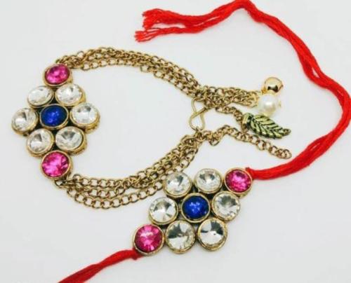 Buy Manath Multicolor Mauli Thread Bhaiya Bhabhi Rakhi Set (Set Of 2 ...