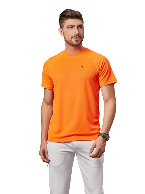 Buy BODYMARK Orange Men's Round Neck Sports Half Sleeve T-Shirt Online ...