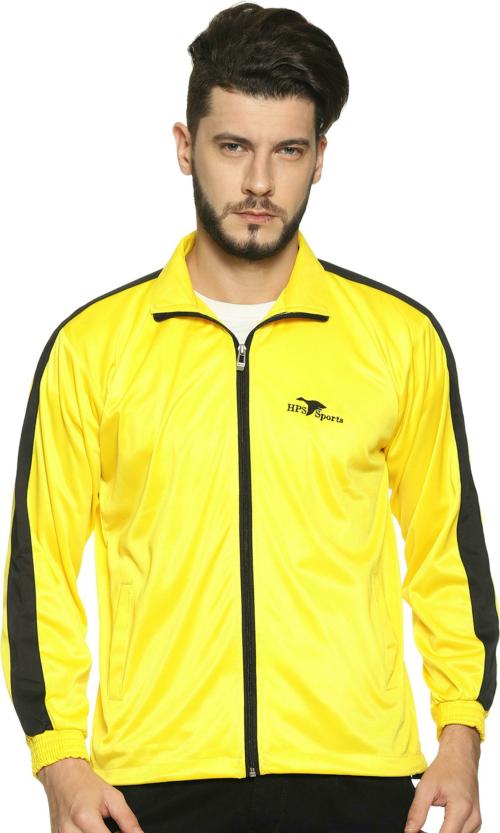 Buy HPS Sports Men Yellow Polyester Solid Jacket (XL) Online at Best ...