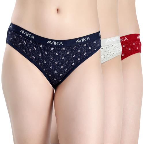 Buy Avika Women's Medium Coverage Super Combed Cotton Mid Waist Solid Bikini with Concealed ...