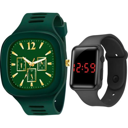 Buy Casera Black Square Dial Analog Wrist Watch for Men with LED ...