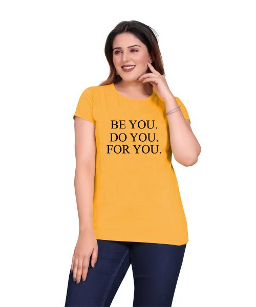 Buy PEPP N HAGG Ladies 100% Cotton BIOWASH Half Sleeve Message Print T-Shirt -BE YOU-YELLOW ...