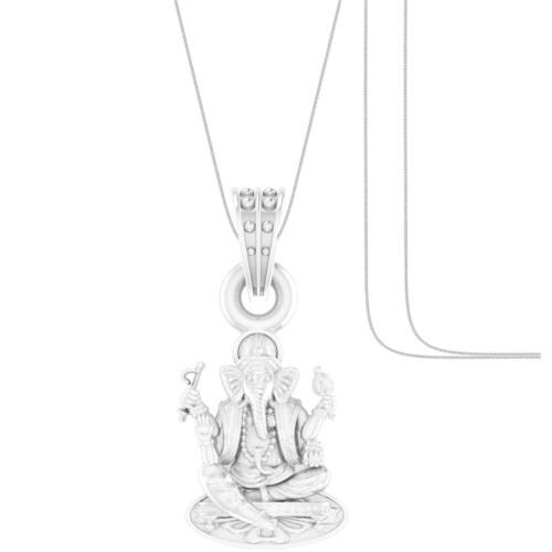 Buy Akshat Sapphire Pure Silver God Ganesha Pendant With Chain Suitable ...