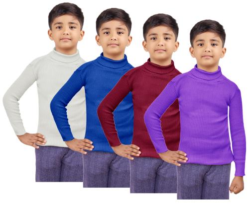 Buy IndiWeaves Boys Wool Warm High Neck Skivvy for Winter (Pack of 4 ...