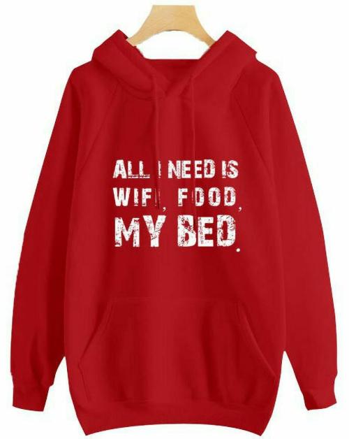 Buy Master Mark Men and Women Printed Fleece Hooded Red Sweatshirt - M ...