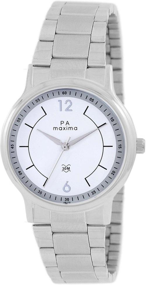 Buy Maxima Analog White Dial Silver Strap Watch For Men (48270CMGI ...