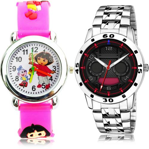 Buy NIKOLA New Analogue Dora The Explorer Kids And Silver Chain Pink ...