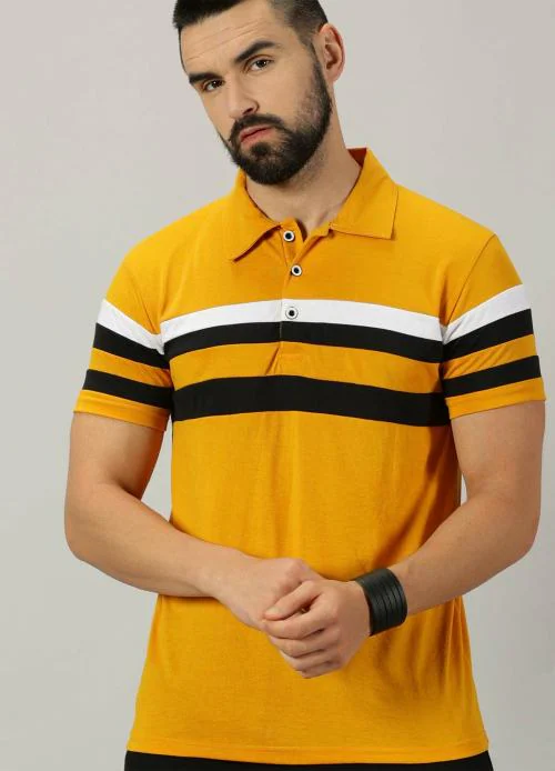 Buy Ausk Men T-Shirts || Polo Neck Half Sleeve T-Shirts for Mens ( Colour - Mustard) Online at ...