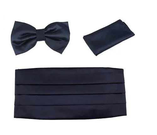 Buy Leonardi Men Navy Polyester Cummerbund Set with Bow Tie and Pocket ...