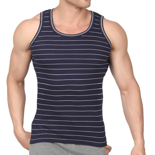 Buy Chromozome Men Navy Cotton Single Vest Online at Best Prices in ...