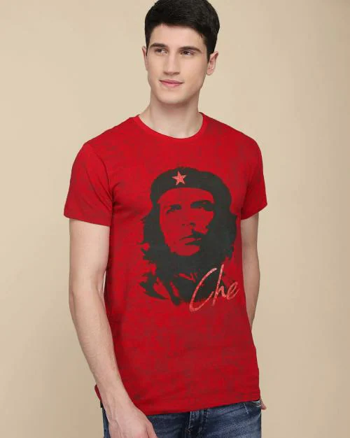 Buy Free Authority Men Che Guevara Printed Red Tshirt Online at Best ...
