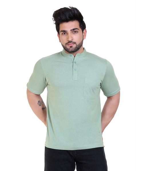 Buy Axys Men's Solid Henley Neck T-Shirt (Olive) Online at Best Prices ...