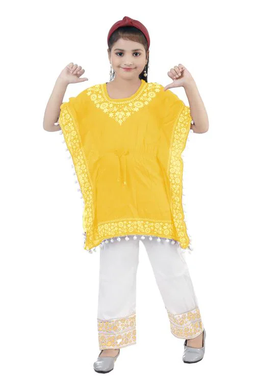 Buy Burbn Girls Kaftan and Palazzo set Yellow Online at Best Prices in ...
