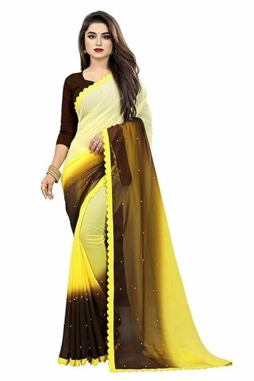 Buy DhNiK CREATION Pure Georgette padding saree with Beautiful Lace ...