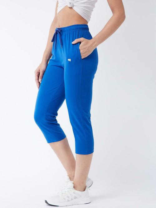 Buy Modeve Women Royal Blue Solid Cotton Blend Capri Online at Best ...