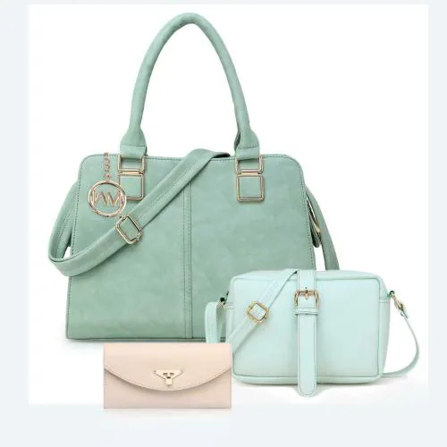 Buy Women Marks Women Green, Blue, Beige Handbag (Pack of: 3) Online at ...