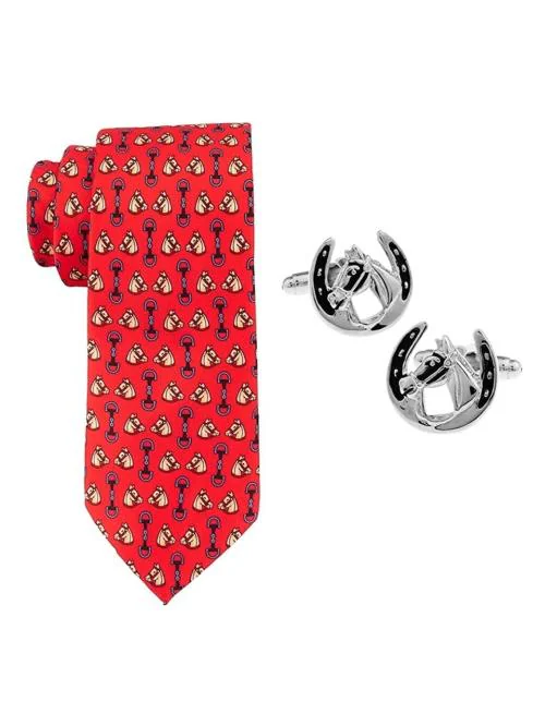 Buy The Tie Hub Red Silk and Brass Necktie and Cufflink Online at Best ...