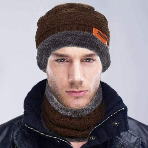 Buy EMPOISON Winter Unisex Woolen cap and muffler (Neck Warmer )Brown Online at Best Prices in ...