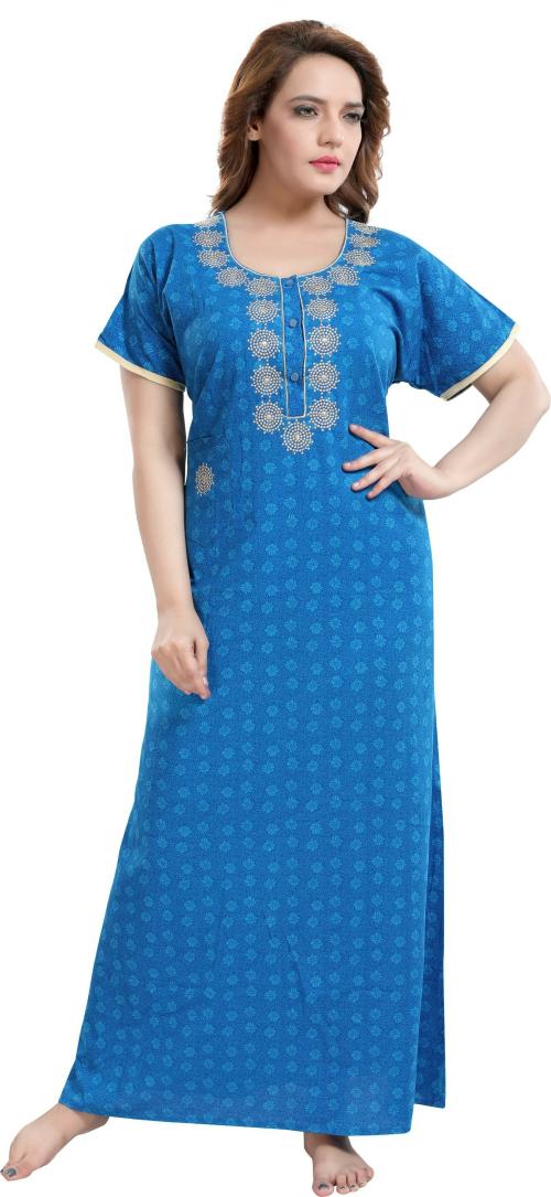 Buy Ultraviolet Women Blue Printed Cotton Nighty Online at Best Prices ...