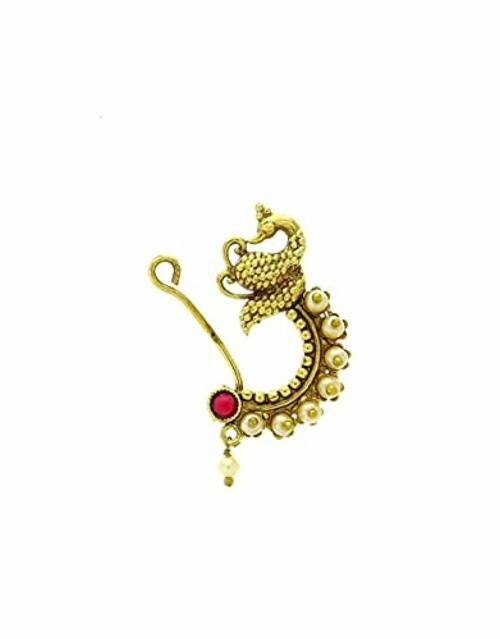 Buy Anuradha Art Jewellery Women Gold Plated Copper Maharashtrian Nose Ring Nath Online at Best ...