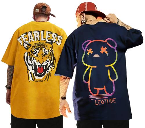 Buy LEOTUDE Oversized Cotton Blend Half Sleeve Men's T-Shirts Combo ...