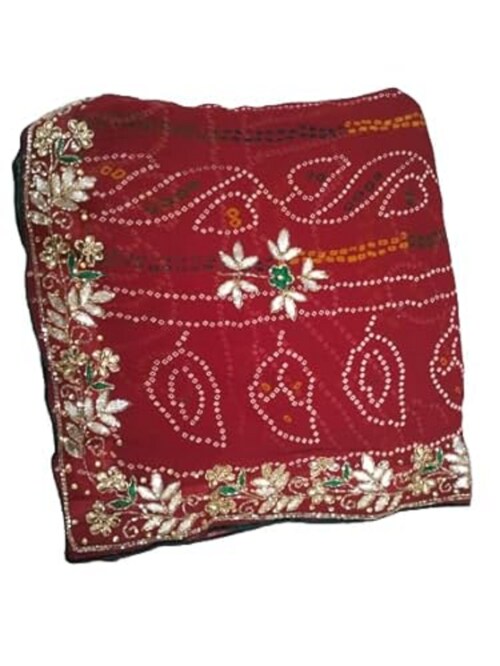 Buy FASHION MOODS Jaipuri Handwork Bandhej (Bandhani) Heavy Georgette ...